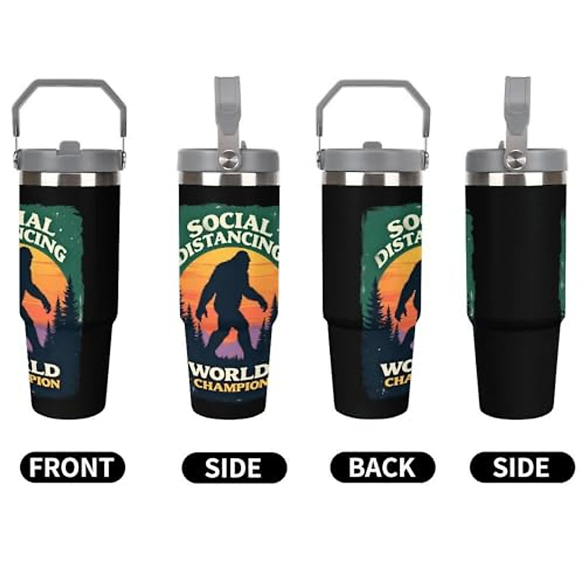 Social Distancing World Crown Bigfoot 30 OZ Insulated Tumblers with Handle And Straw Leakproof Vacuum Insulated Stainless Steel Water Bottle for Car Fishing Travel