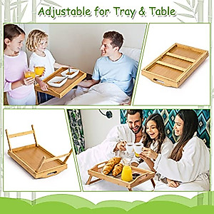 Bed Tray Table Folding Legs with Handles Breakfast Food Tray for Sofa,Bed,Eating,Drawing,Platters Serving Lap Desk Snack Tray (Yellow Small)