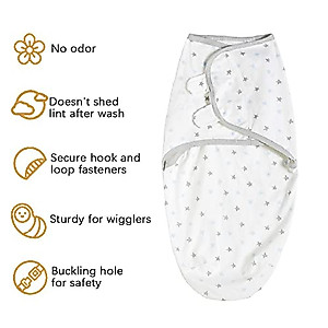 Newborn Swaddle with Hat 100% Cotton Swaddle Blankets for Baby Receiving Blanket Adjustable Sleepsack Easy Wrap Swaddle for Infant Boys Girls 0-3 Months (Stars)