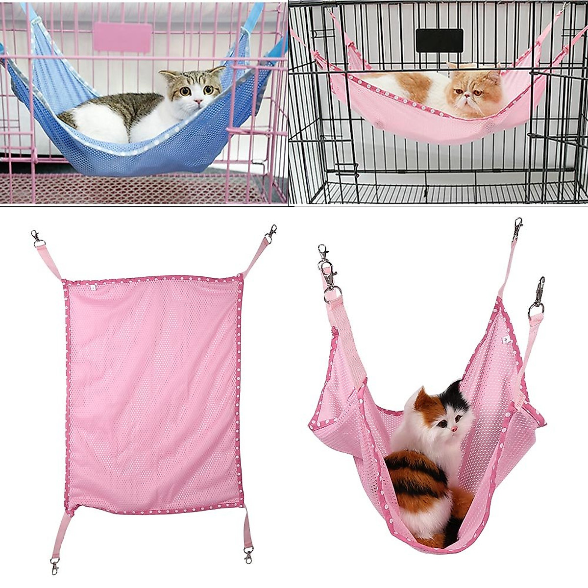 Yosoo Cat Cage Hammock, Comfortable Pet Hanging Bed Breathable Mesh, for Cute Small Pet Cat Dog Animals Sleep Pad (S, Blue)