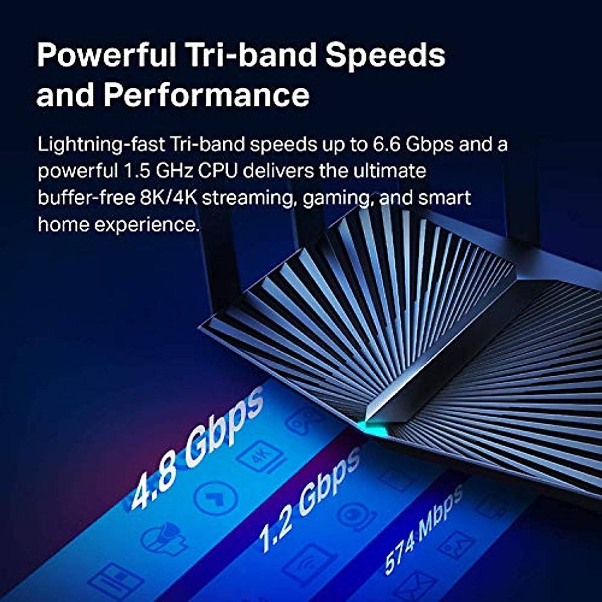TP-Link AX6600 Tri-Band WiFi 6 Router (Archer AX90), 8-Stream Gigabit Router, VPN Router, MU-MIMO, 2.5G WAN Port, 1.5GHz Quad-Core CPU