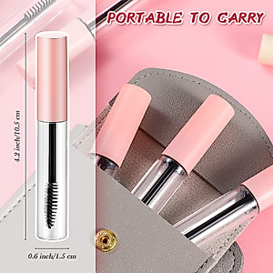 30 Pieces 10 ml Empty Mascara Tubes Eyelash Wand Refillable Clear Bottles Cream Container with 4 Pieces Transparent Funnels Transferring Castor Oil for DIY Cosmetics (Pink)
