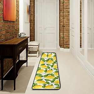 Lemon Bath Rug Runner Yellow Lime Tree Non Slip Area Mat Rugs for Bathroom Kitchen Entryway Shaggy Rug Soft Bedroom Carpet 72"x 24"