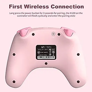 PXN Wireless Switch Controller for Nintendo Switch/Switch Lite/OLED, Support iOS(16 Version Only) Switch Pro Controller with Turbo, Wake-up, NFC, Motion, Vibration Wireless Switch Controller-Pink