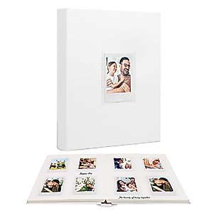 128 Pockets Photo Album with Writing Space, Front Window, Polaroid Photo Albums 3 Inch Compatible with Fujifilm Instax Mini 12 11 9 8 7+ 90 40, Polaroid 300, K-pop Photocards (White)