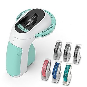 LabelCreate Embossing Label Maker Machine with Tapes, 3D Embosser Protable Handheld Label Machine, E975 Embosser Label Maker with 6 Rolls Embossing Label Tapes -Green