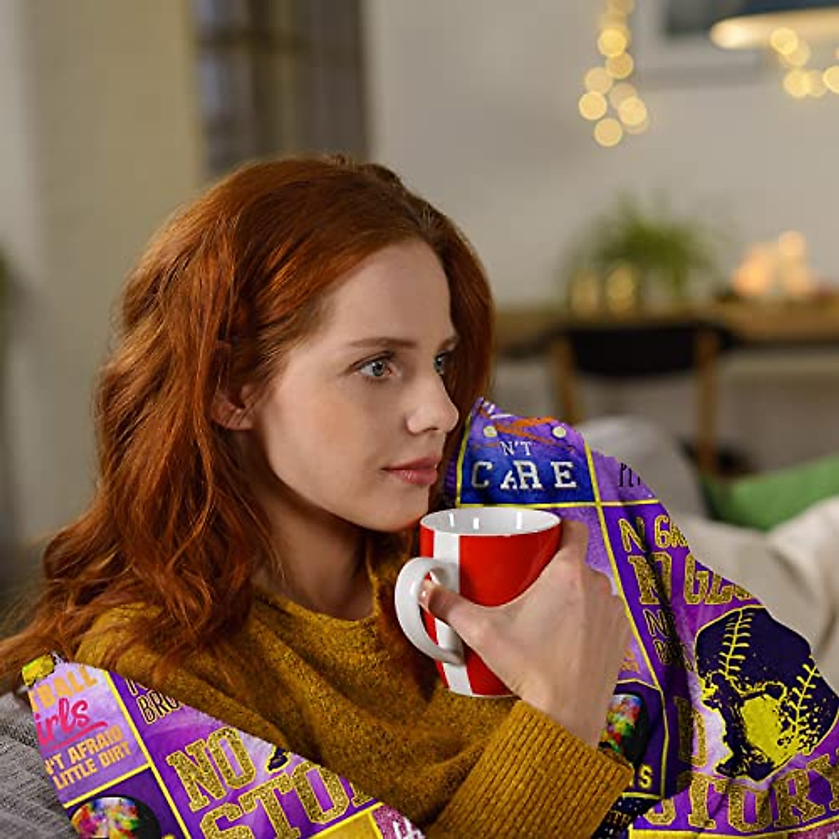 Softball Gifts for Girls, Softball Blanket, Best Girls Softball Gifts, Softball Blankets Gift for Girls, Soft Lightweight Softball Throw Blanket for All Seasons 50"x60"