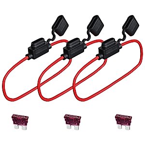 MuHize Inline Fuse Holders 12v, Upgraded Car Standard 12V Add-a-Circuit Fuse, 12 Gauge Waterproof APR ATO ATC Inline Fuse Wire with 40AMP Standard Fuses(3 Pack)