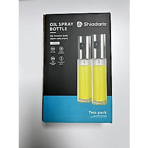 Shiadarix Oil Sprayer for Cooking, Olive Oil Sprayer Mister for Air Fryer, 100ml Glass Olive Oil Spray Bottle with Stainless Steel Cap, Oil Spritzer Dispenser for Kitchen Baking Frying (2 Piece Set)