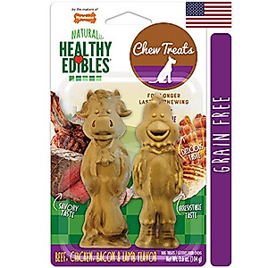 Nylabone Healthy Edibles Farm Friends Grain Free Dog Treats Beef, Chicken, Bacon, & Lamb Large/Giant (2 Count)