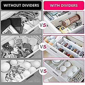 Drawer Dividers Organizers 4 Pack, Expandable from Length 14.9-21.3'', Adjustable 4" High, Deep Dresser Drawer Organizer, Plastic Drawer Separators for Clothing, Kitchen Utensils and Office Storage