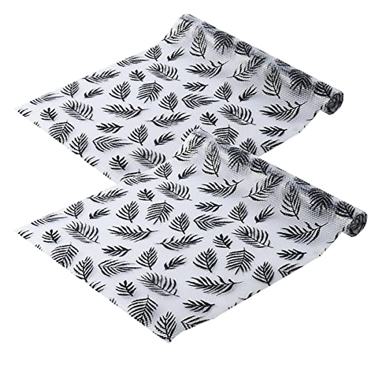 Waterproof Shelf Liner Cover Non Slip Non Adhesive Flower Printed Cabinets Liners for Kitchen Drawer Refrigerator 2 Rolls (12 * 94.5 inch) (Leaves)