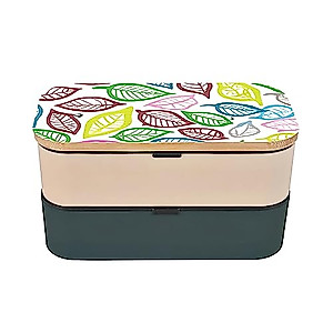 Leaf Lines Adult Lunch Box, Bento Box, With Cutlery Set Of 3, 2 Compartments, Rectangular, Lunch Box For Adults