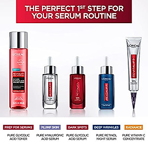 L'Oreal Paris Revitalift 5% Pure Glycolic Acid Peeling Toner with Aloe Vera, Smooth Skin & Reveal Glow, Daily Exfoliant, Alcohol Free, Fragrance Free 6 fl oz