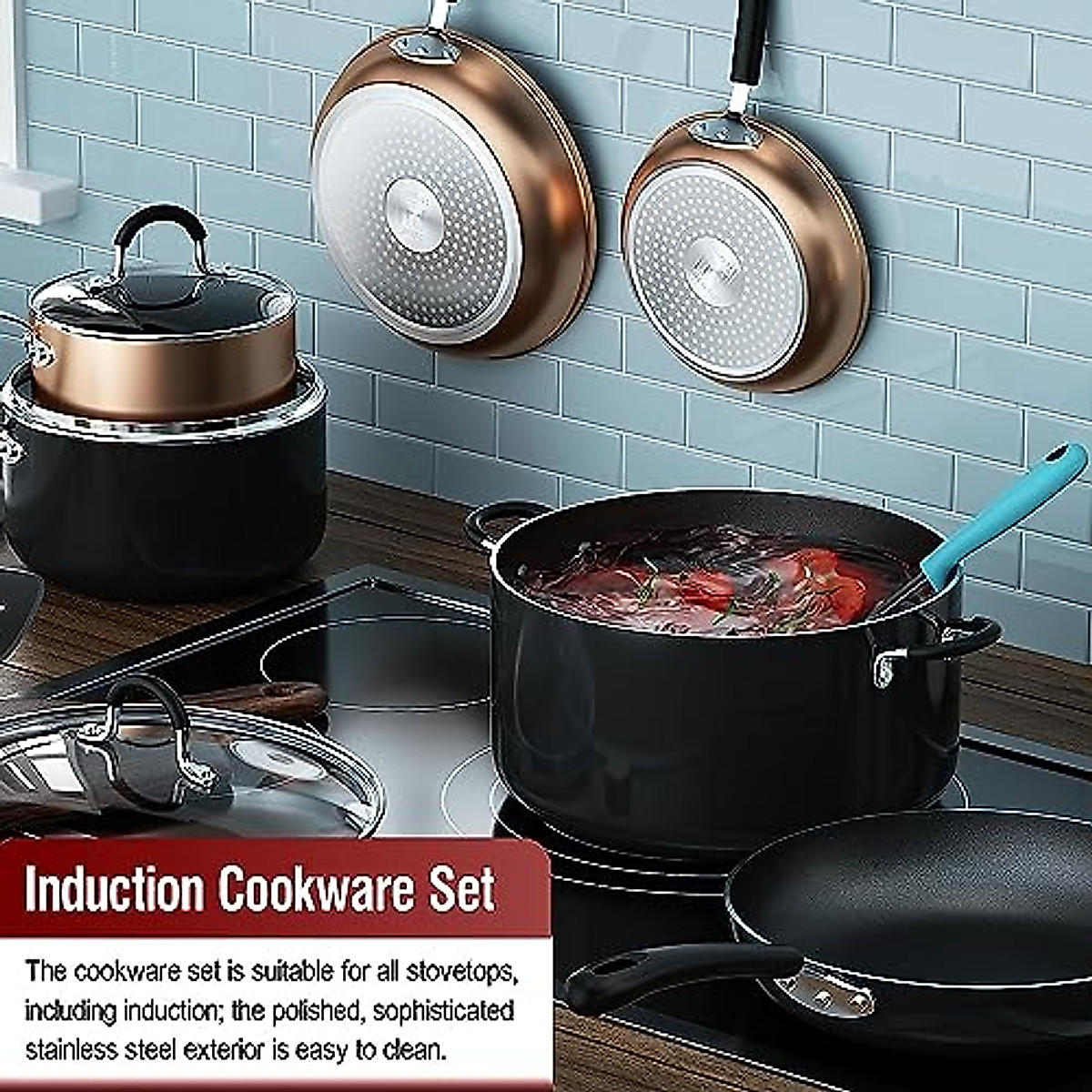 Cook N Home Saute Fry Pan, 12-inch, Green