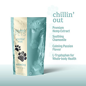 Sunmed Chillin' Out Hemp Dog Products with Chamomile & L-Tryptophan - Treats Provide Gentle Relaxation During Stressful Situations, 40 Count