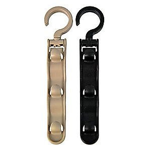 HOME-X Multifunctional Vertical Hanger, Closet Organizer, Space-Saving Shirt and Pants Hanger, Cascading Hooks for Hangers, 9 ½" L x 2" W x ¾ H, Set of 2, Black, Brown