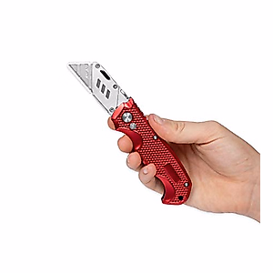 BirdRock Home Premium Utility Knife - Retractable Razor Knife Set - 3 Extra Blade Refills - Box Cutter Locking Razor Knife (Premium Utility Knife - Red)