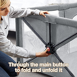 Foldable Baby Playpen, RONBEI Easy to Assemble Portable Foldable Playpen for Babies and Toddlers, Travel Indoor Outdoor Baby Playpen Play Yard Lightweight Baby Fence