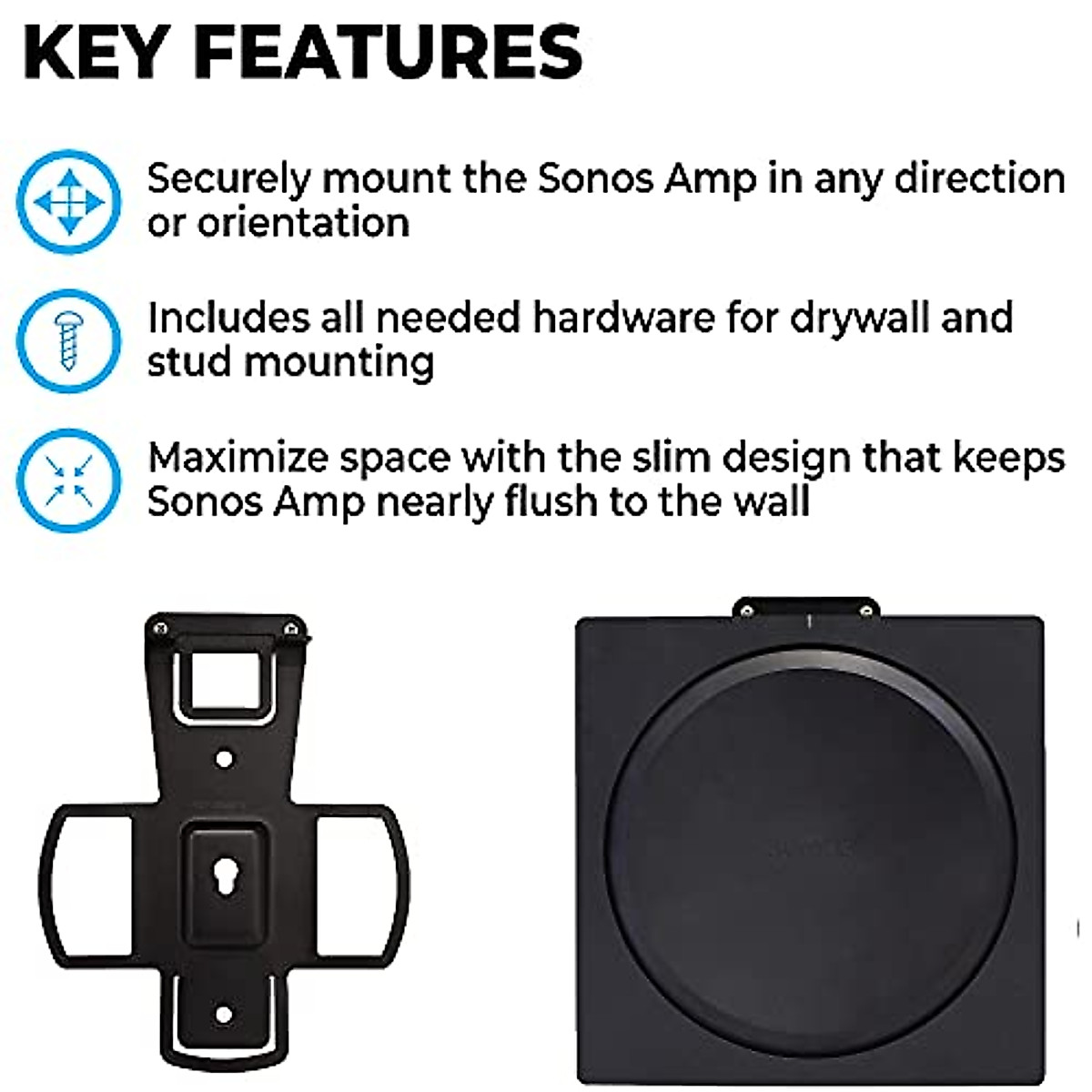 HumanCentric Wall Mount Compatible with Sonos Amp | Mounting Bracket for Sonos Wireless Amplifier | Mount Sonos Amp in Any Direction