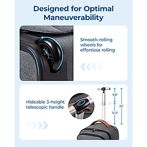 BAGSMART Rolling Travel Backpack, Water-Resistant Travel Laptop Backpacks with Wheels for Adults, 17 Inch Large Roller College Backpack Luggage Carry on with 2 Packing Cubes, Gray