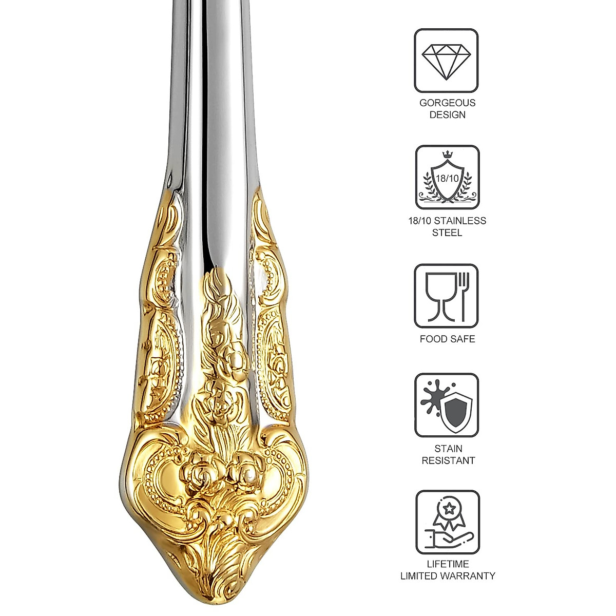 KEAWELL Gorgeous 6.9" Butter Spreader, 18/10 Stainless Steel, Set of 4, Gold Accent Butter Knife