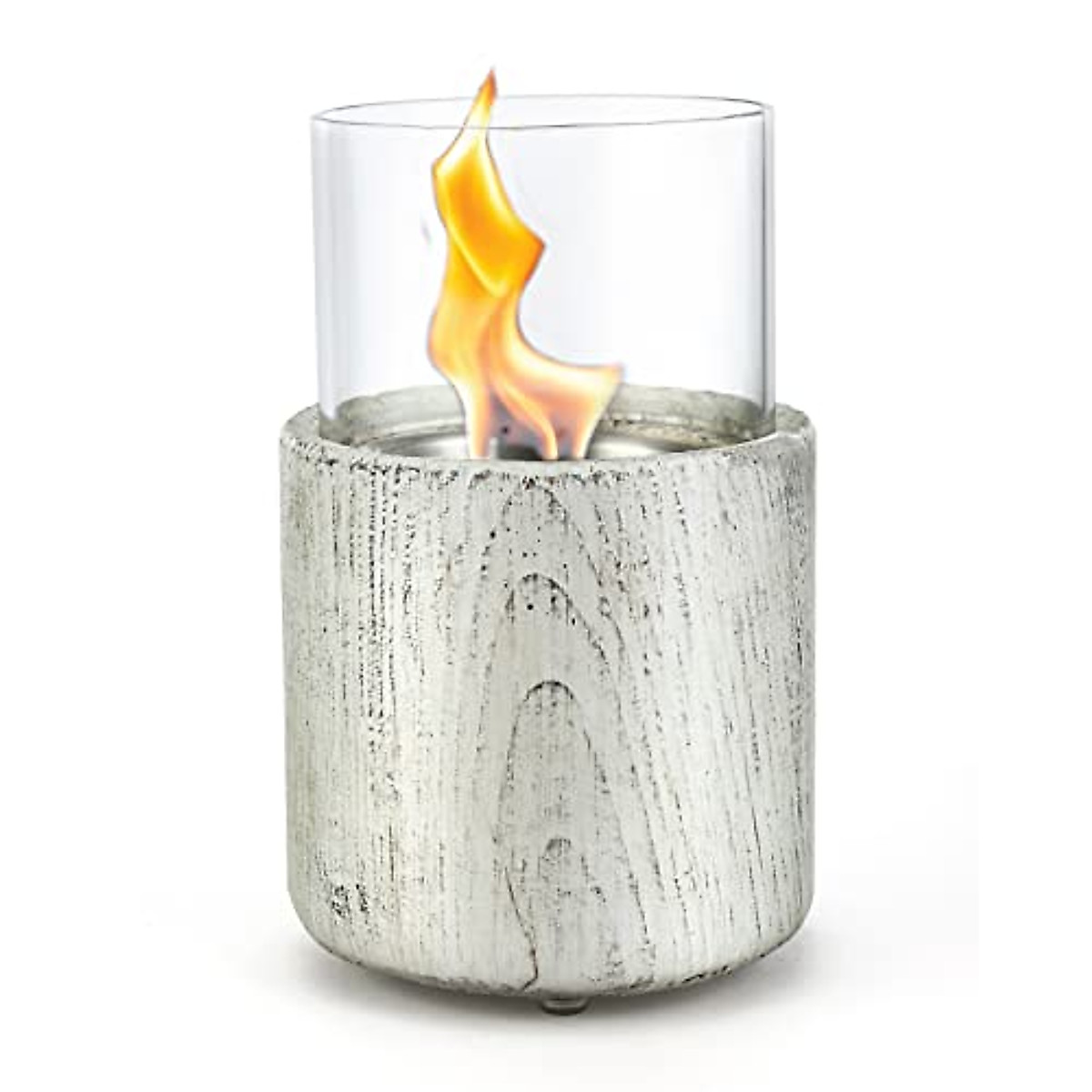 Home Zone Living Concrete Portable Tabletop Round 4.7" Mini Fire Pit Bowl, Wick Included, Indoor, Outdoor Use, Patio, Deck, Balcony Safe, Ethanol Alcohol, Smokeless, Long Burning, Fireplace, Soot Free