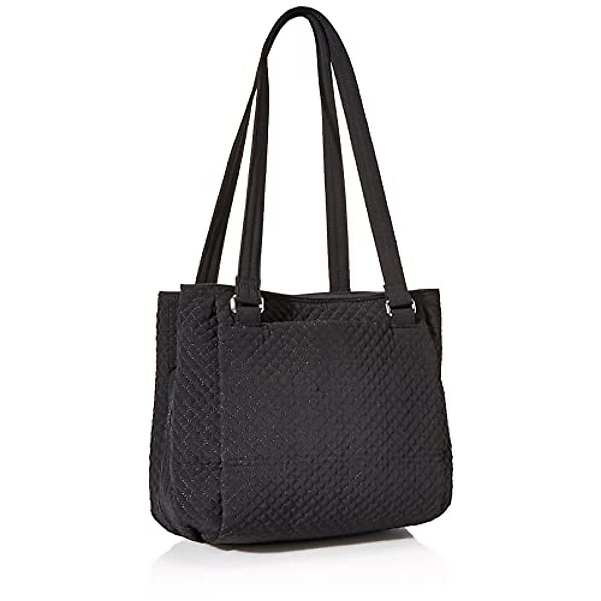 Vera Bradley Women's Microfiber Multi-Compartment Shoulder Satchel Purse, Classic Black, One Size