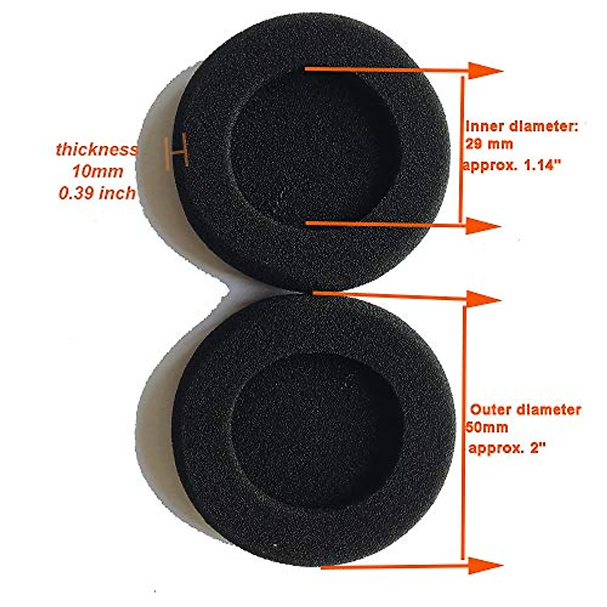 6pcs 2inch Earphone Sponge Foam Pads Cushions for Koss Porta Pro PP PX100 for Sony Sennheisers Philips Panasonic RP-HT21 AKG Headphones 50mm Foam Ear Pads