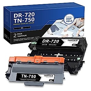 TANFENJR Compatible Replacement for Brother 1 Pack TN750 Toner Cartridge & 1 Pack DR720 Drum Unit Works with HL-5440D DCP-8110DN MFC-8710DW Printer