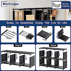 Mavivegue Bookshelf,18 Cube Storage Organizer,Extra Large Book Shelf Organizer,Tall Bookcase Shelf,Book Cases/Shelves,Black Cube Shelf,Cubbies Closet Shelves for Bedroom,Living Room,Home,Office