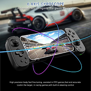 Wireless Controller for iPhone/Android/PC/iPad/Tablet/APPL Arcade MFi Games/Switch/PS4, Support Streaming on PS5/PS4/Xbox/PC Console, Cloud Gaming Gamepad Joystick - Turbo/6-Axis Gyro/Dual Motors