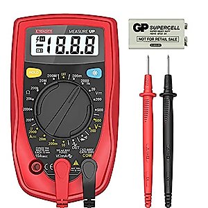 Etekcity Digital Multimeter, AC DC Voltmeter Amp Volt Ohm Current Meter, Electrical Voltage Outlet Circuit Tester With Continuity Resistance Diode Test ,Two Build-In Ceramic Fuses, Red, MSR-R500