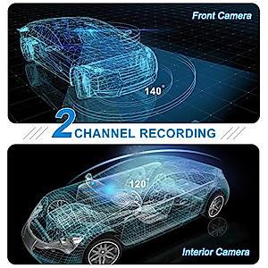 Dash Cam Front and Inside 1080P Dual Dash Camera for Cars 3 Inch Full HD 110° Wide Angle Car Dashboard Camera w/Infrared Night Vision, G-Sensor, Parking Monitor, Loop Recording, Motion Detection