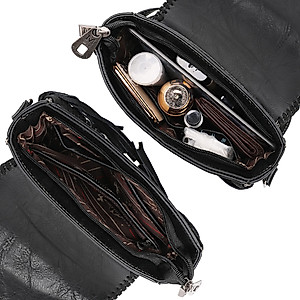 Montana West Western Crossbody Purses for Women Embossed Collection Vegan Leather Handbag Saddle Bag MW1212-8360BK