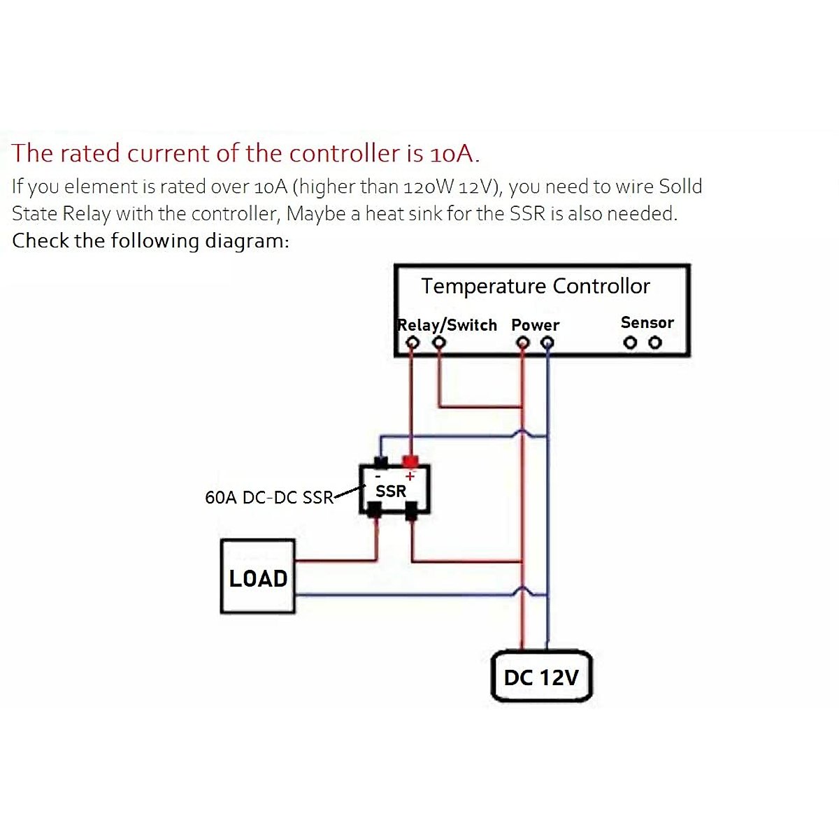 bayite DC 12V Fahrenheit Digital Temperature Controller 10A 1 Relay with Sensor