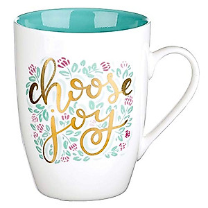 With Love Inspirational Coffee Mug for Women, Choose Joy Teal w/ Gold Accents Motivational Coffee/Tea Cup for Her Birthday, Mother's Day, 12oz Ceramic