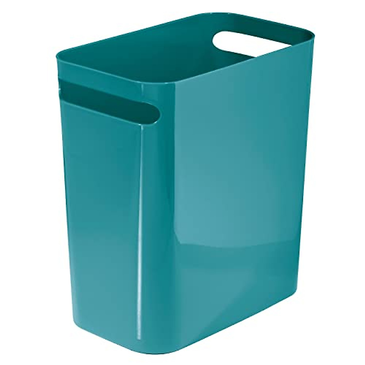 mDesign Plastic Slim Large 2.5 Gallon Trash Can Wastebasket, Classic Garbage Container Recycle Bin for Bathroom, Bedroom, Kitchen, Home Office, Outdoor Waste, Recycling - Aura Collection - Teal Blue, Pack of 1