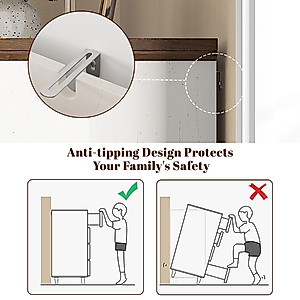 EnHomee 10 Drawers Dresser for Bedroom 55.2''Wide Wood Dresser White Dresser with LED & Power Outlet Large Dressers & Chests of Drawers for Closet,Hallway, 55.2" W x 39.4" H x15.8 D