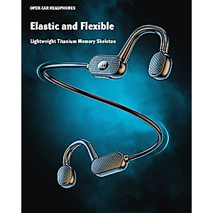 X6 Air Conduction Headphones，Open Ear Bluetooth Headphones CVC8.0 Noise Cancelling Stereo Wireless Earphones，LED Power Display Waterproof Headset with Built-in Mic（Black）