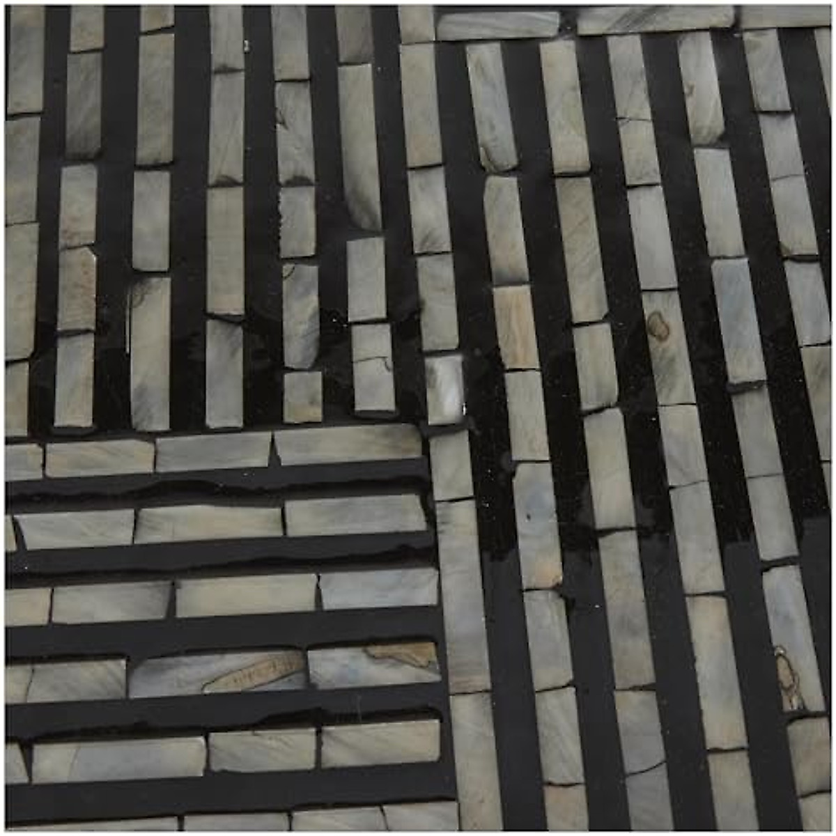 Deco 79 Mother of Pearl Shell Geometric Drum Accent Table with Gold Base, 18" x 18" x 23", Black