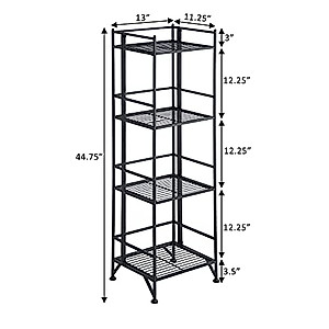 Convenience Concepts Xtra Storage 4 Tier Folding Metal Shelf, Black