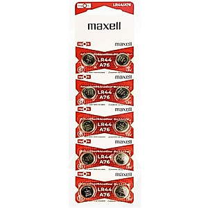Maxell LR44 (A76) Batteries, 10 Count (775011)