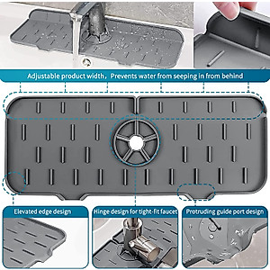 MeeResn Silicone Faucet Mat for Kitchen Sink, Splash Water Catcher Mat, Sink Draining Pad Behind Faucet, Drip Protector for Kitchen,Bathroom,Countertop