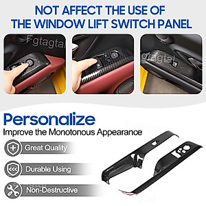 Fit for Toyota Supra GR A90 A91 MK5 2019-2024 ABS Window Lift Switch Cover, Carbon Fiber Pattern Window Lift Switch Panel Decoration Frame Trim Cover, 2PCS, Carbon Fiber Carbon Black