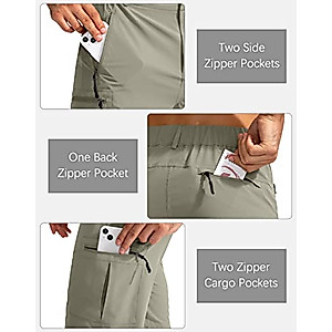 Pudolla Men's Hiking Cargo Shorts 9" Lightweight Outdoor Work Shorts for Men Travel Golf Camping Casual with 5 Zipper Pockets(Grey Sage Large)