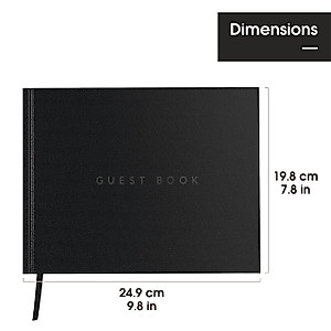 Useful Co. Black Guest Book, Use as Guest Book Wedding Reception, Sign in Book, Guest Book for Vacation Home, Funeral Guest Book, Hardbound Guestbook, Leather Cover, 112 Pages, 9 x 7 Inches