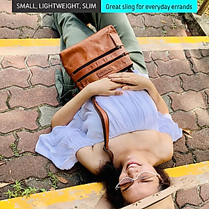 rofozzi Leather Crossbody Bags for Women - Shoulder Handbag and Purse with Triple Zipper Pockets - Small