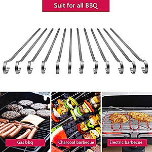 Stainless Steel Kabob Skewers 14", Luxiv 12 Pcs Metal BBQ Skewers Grilling Skewers Sets Reusable Outdoor Barbecue Skewers for Meat, Vegetables