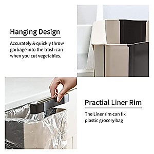 Horoper Hanging Trash Can, Foldable Garbage Can, Waterproof Multifunctional Countertop Hanging Kitchen Trash Can for Home Kitchen Bathroom(Coffee)